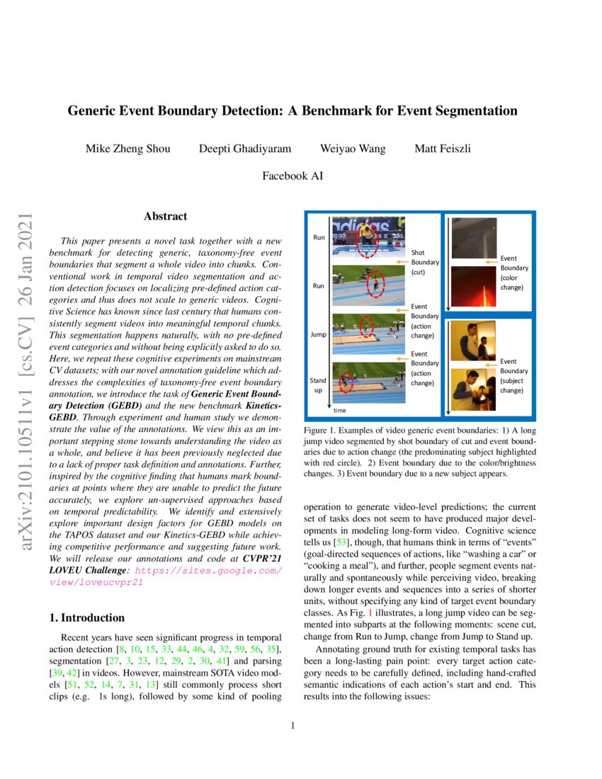 Generic Event Boundary Detection: A Benchmark for Event Segmentation ... Generic Event Boundary Detection: A Benchmark for Event Segmentation ...