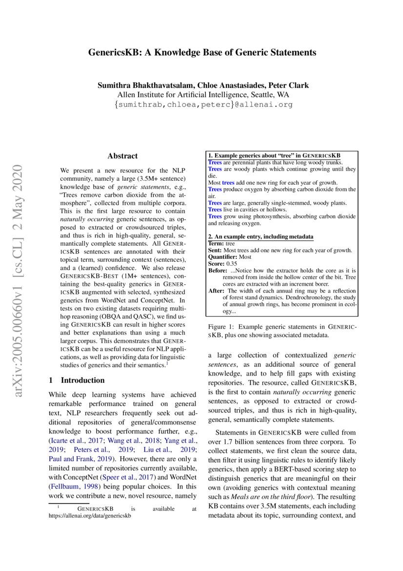 Genericskb A Knowledge Base Of Generic Statements Deepai 9631