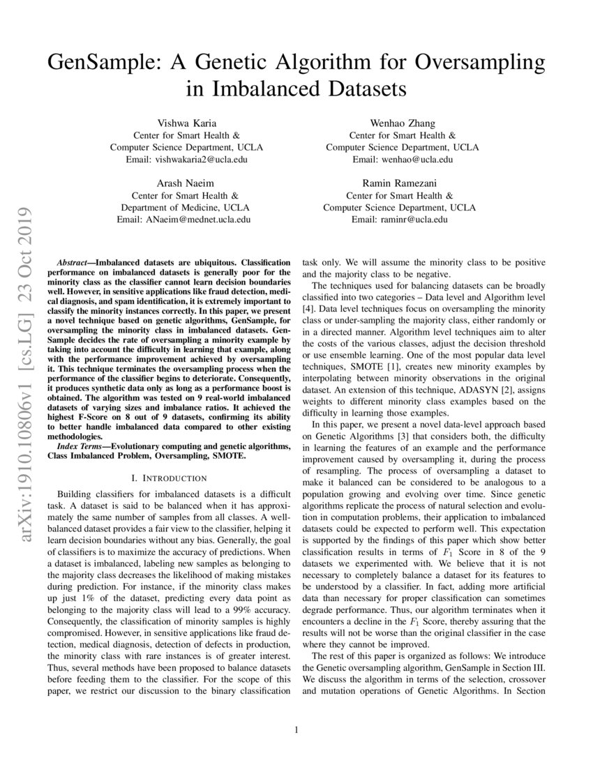 Gensample A Genetic Algorithm For Oversampling In Imbalanced Datasets Deepai 6014