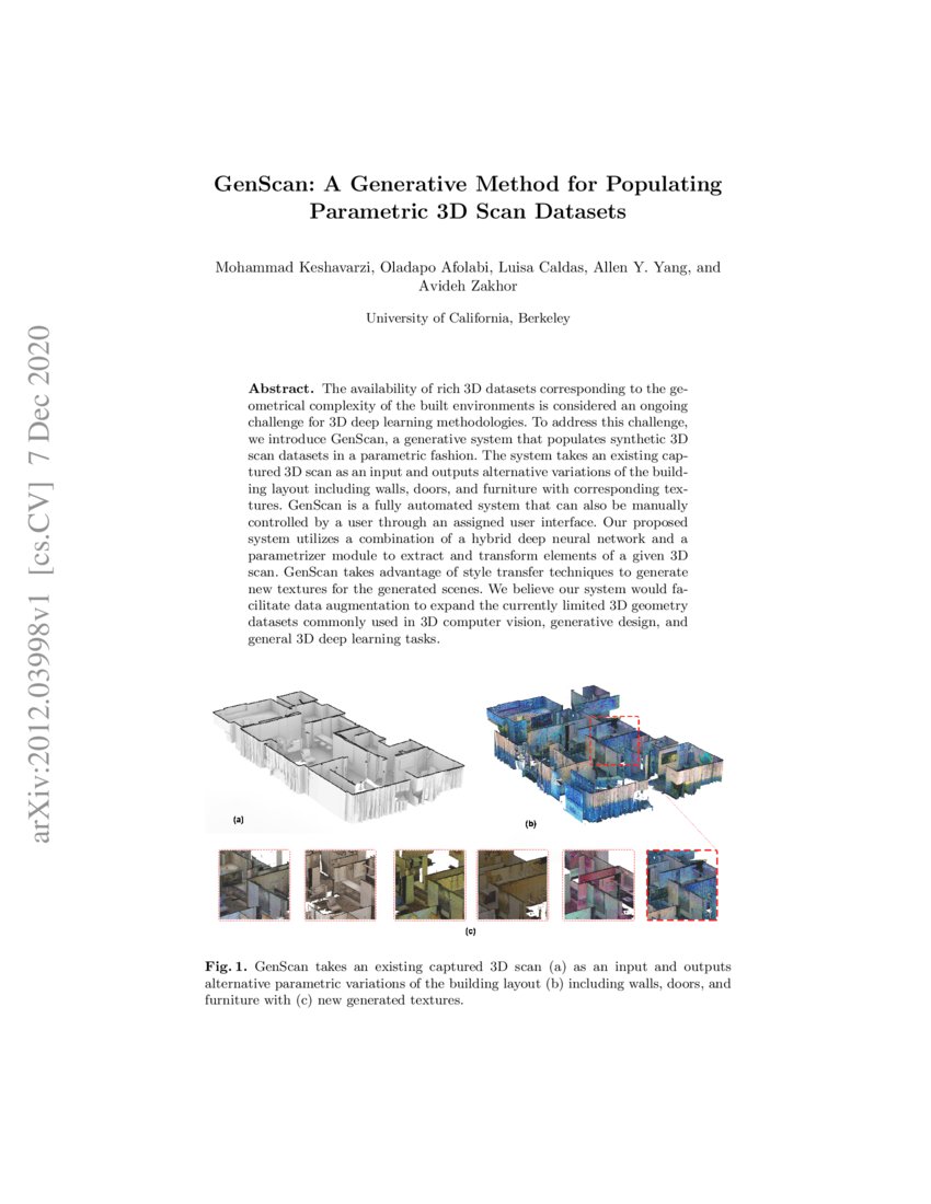 GenScan: A Generative Method for Populating Parametric 3D Scan Datasets ...