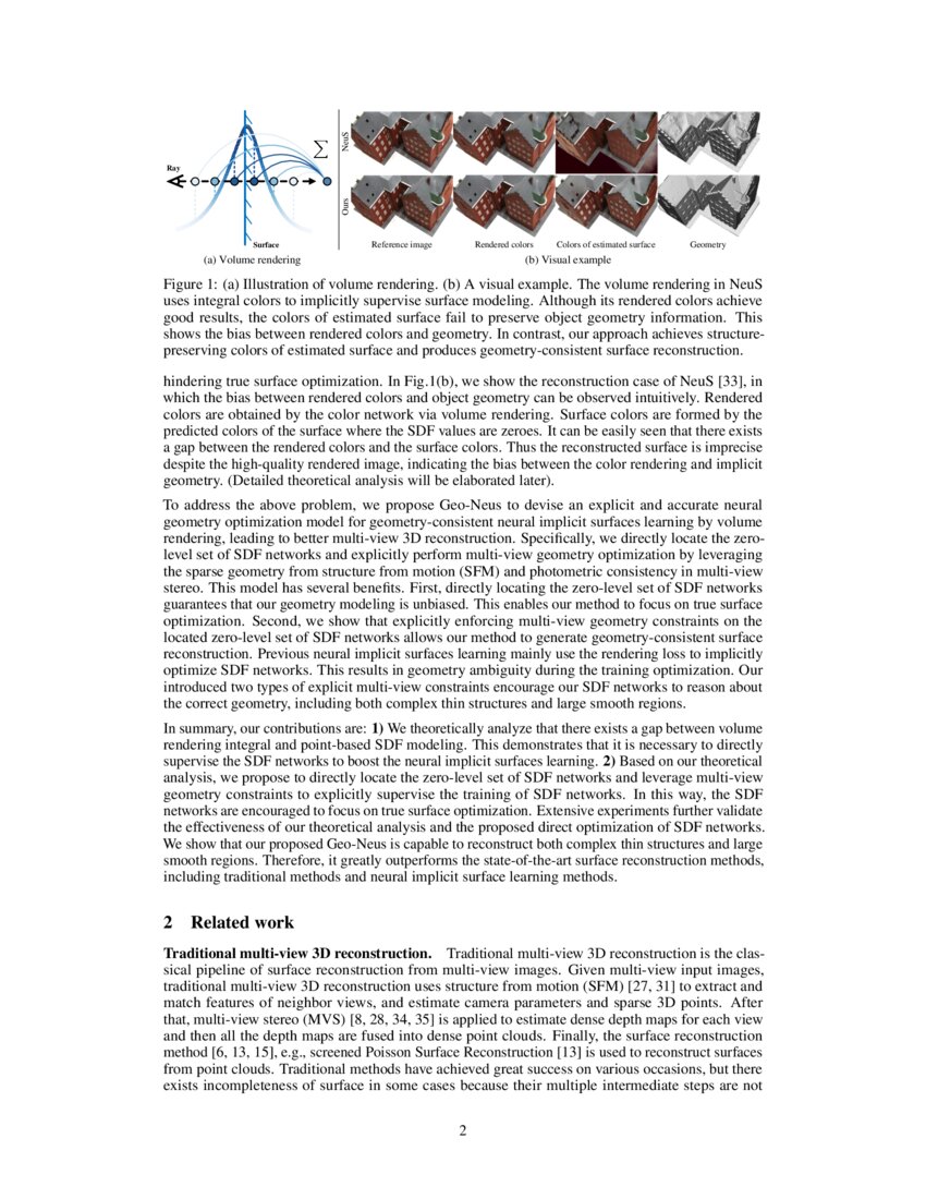 Geo-Neus: Geometry-Consistent Neural Implicit Surfaces Learning for Multi-view Reconstruction ...