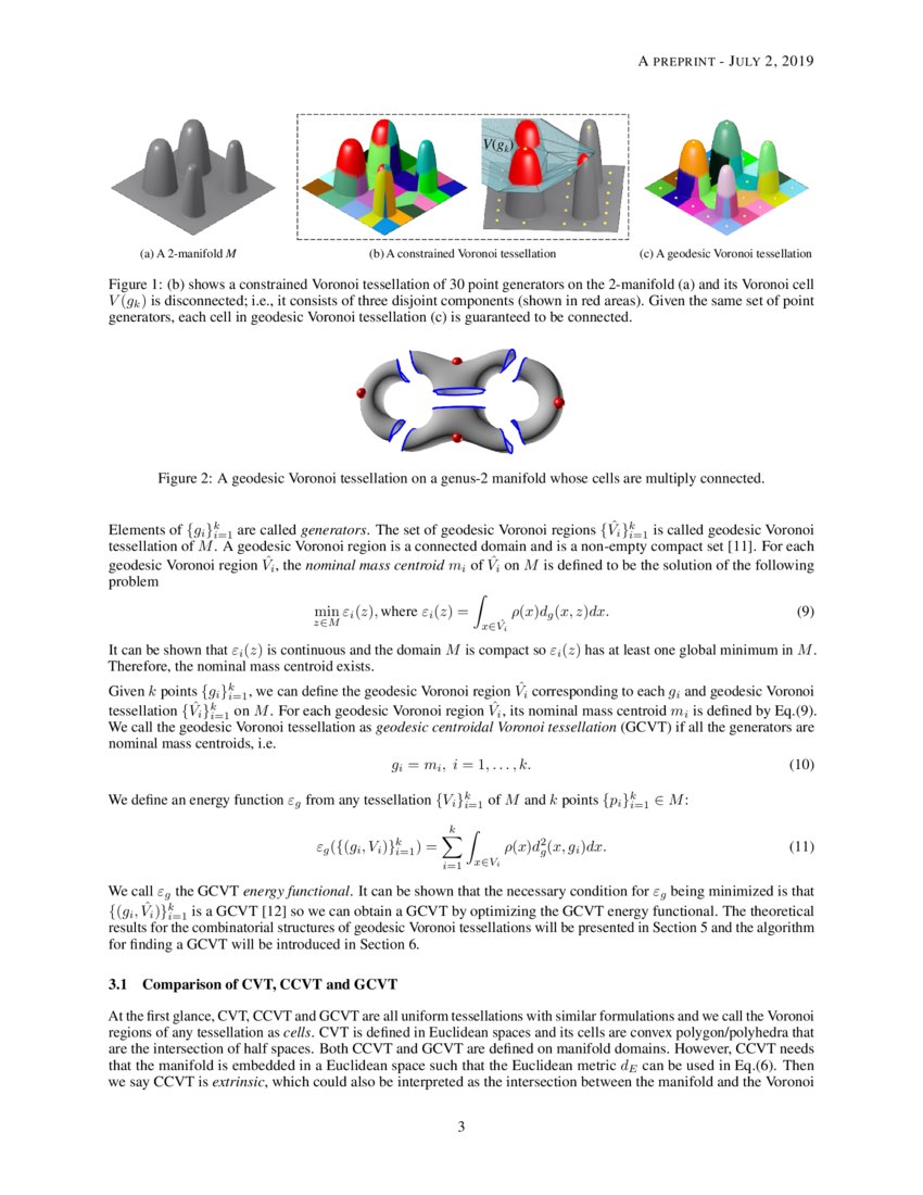 Geodesic Centroidal Voronoi Tessellations Theories Algorithms And