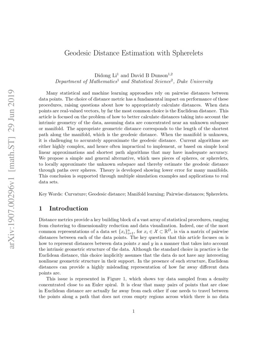 Geodesic Distance Estimation with Spherelets | DeepAI