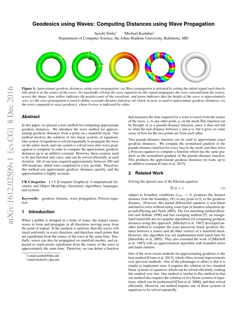 Geodesics using Waves: Computing Distances using Wave Propagation | DeepAI