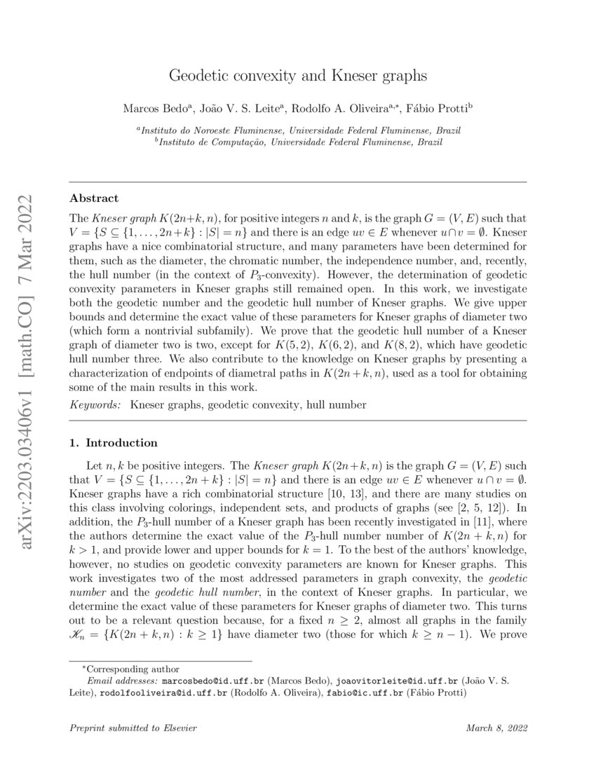 Geodetic convexity and Kneser graphs | DeepAI