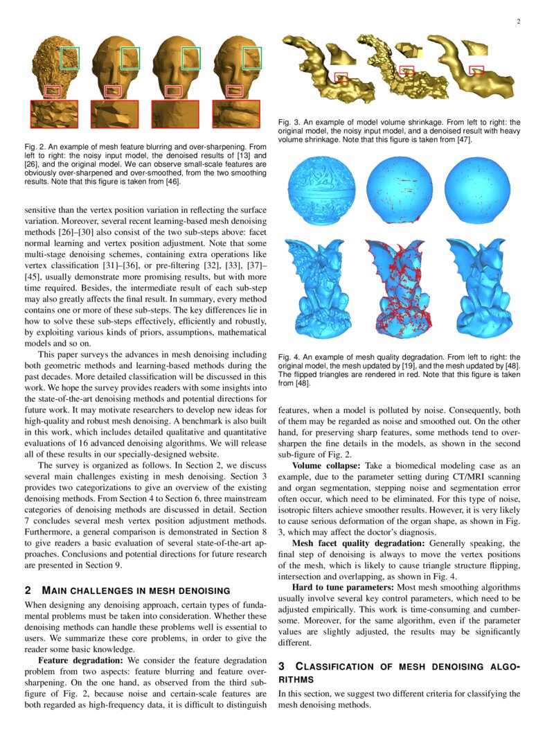 Geometric and Learning-based Mesh Denoising: A Comprehensive Survey ... Geometric and Learning-based Mesh Denoising: A Comprehensive Survey ...