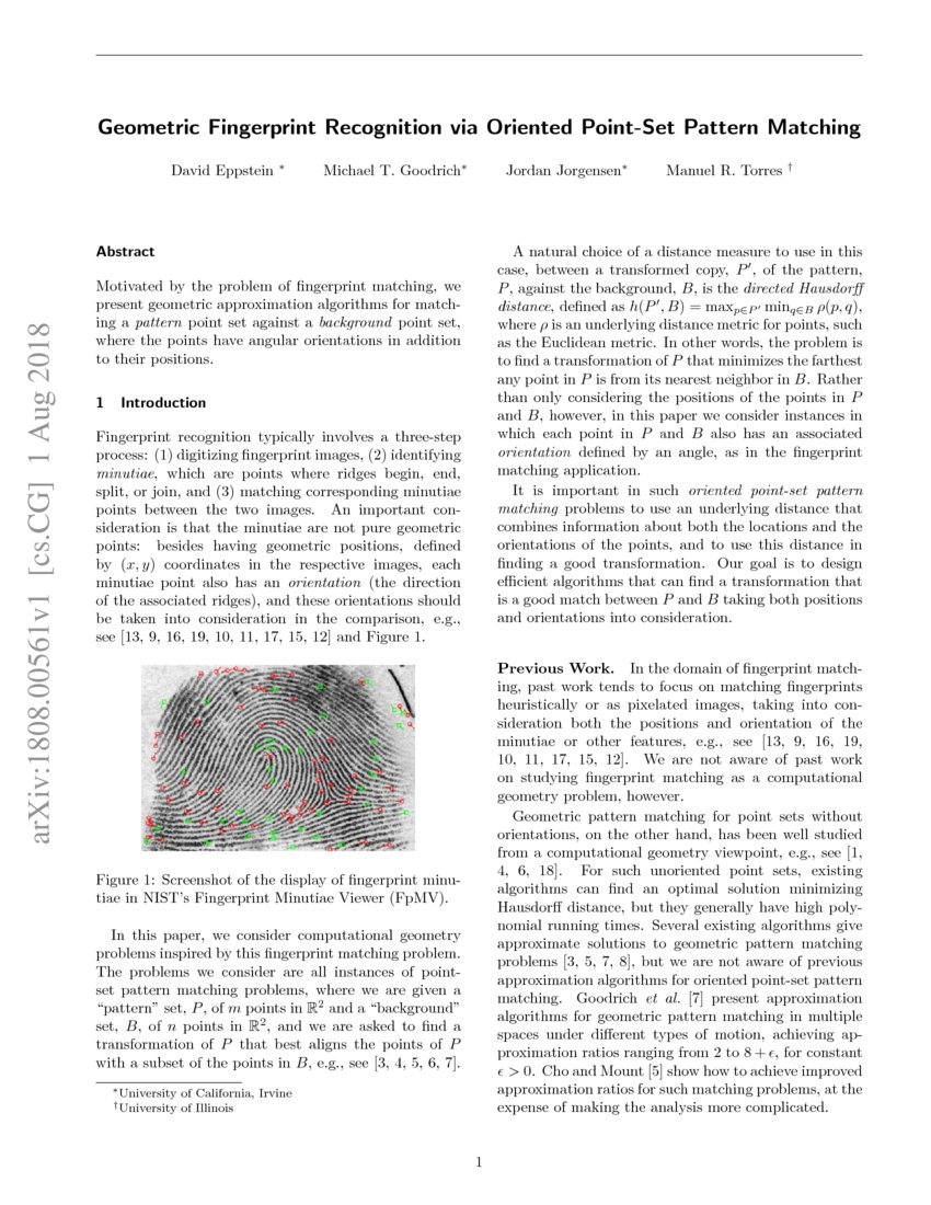 Geometric Fingerprint Recognition via Oriented Point-Set Pattern ...