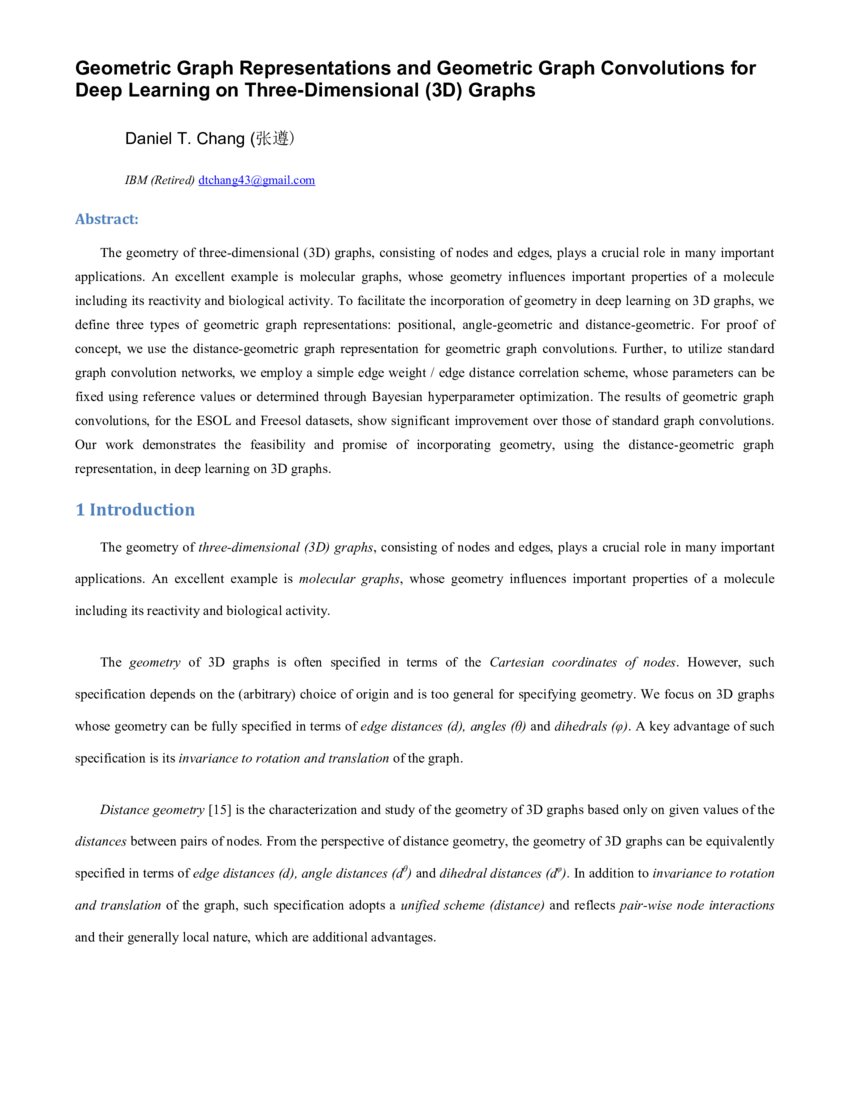 Geometric Graph Representations and Geometric Graph Convolutions for Deep Learning on Three ...