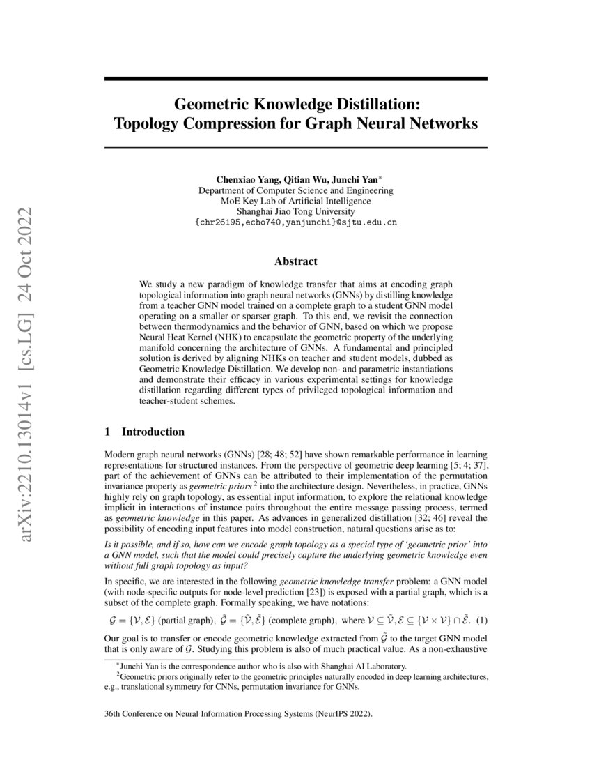 Geometric Knowledge Distillation Topology Compression For Graph Neural Networks Deepai 