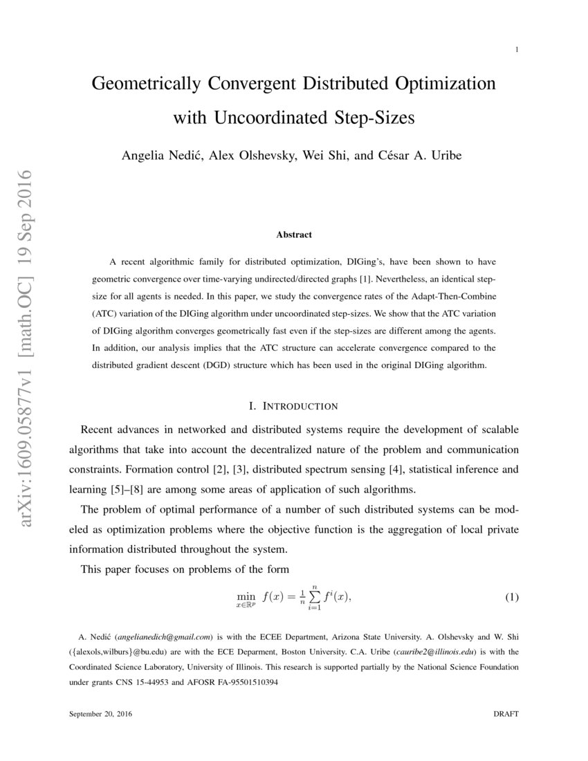 Geometrically Convergent Distributed Optimization with Uncoordinated Step-Sizes | DeepAI