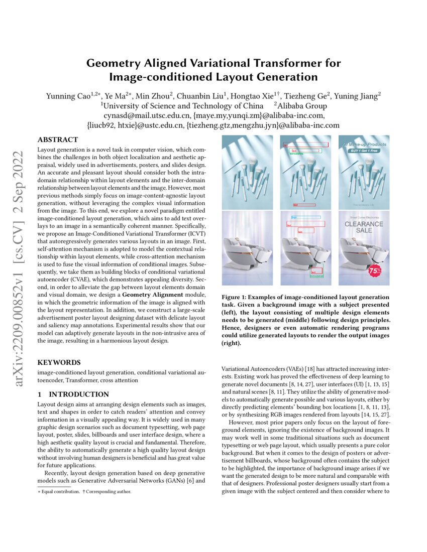 Geometry Aligned Variational Transformer For Image Conditioned Layout Generation Deepai 