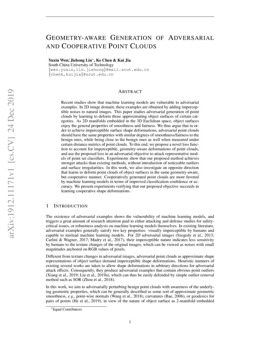 Geometry-aware Generation of Adversarial and Cooperative Point Clouds ...