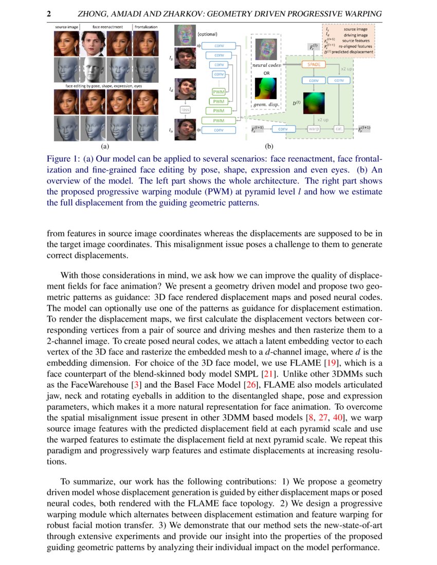 Geometry Driven Progressive Warping for One-Shot Face Animation | DeepAI Geometry Driven Progressive Warping for One-Shot Face Animation | DeepAI