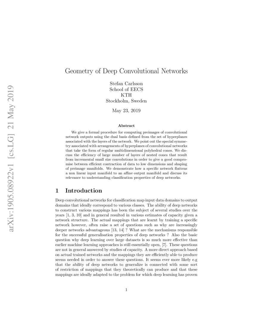 Geometry of Deep Convolutional Networks | DeepAI