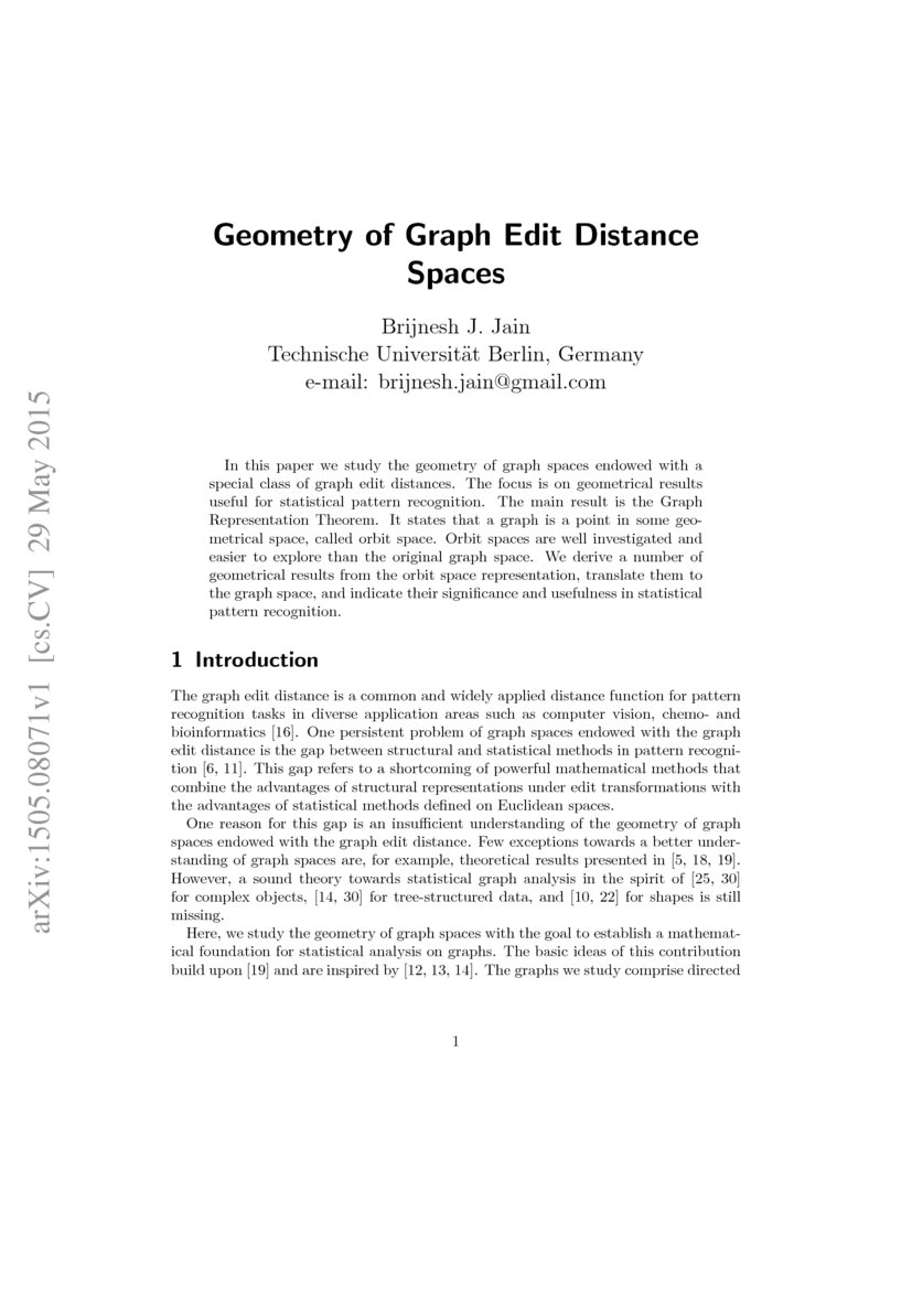 Geometry of Graph Edit Distance Spaces | DeepAI