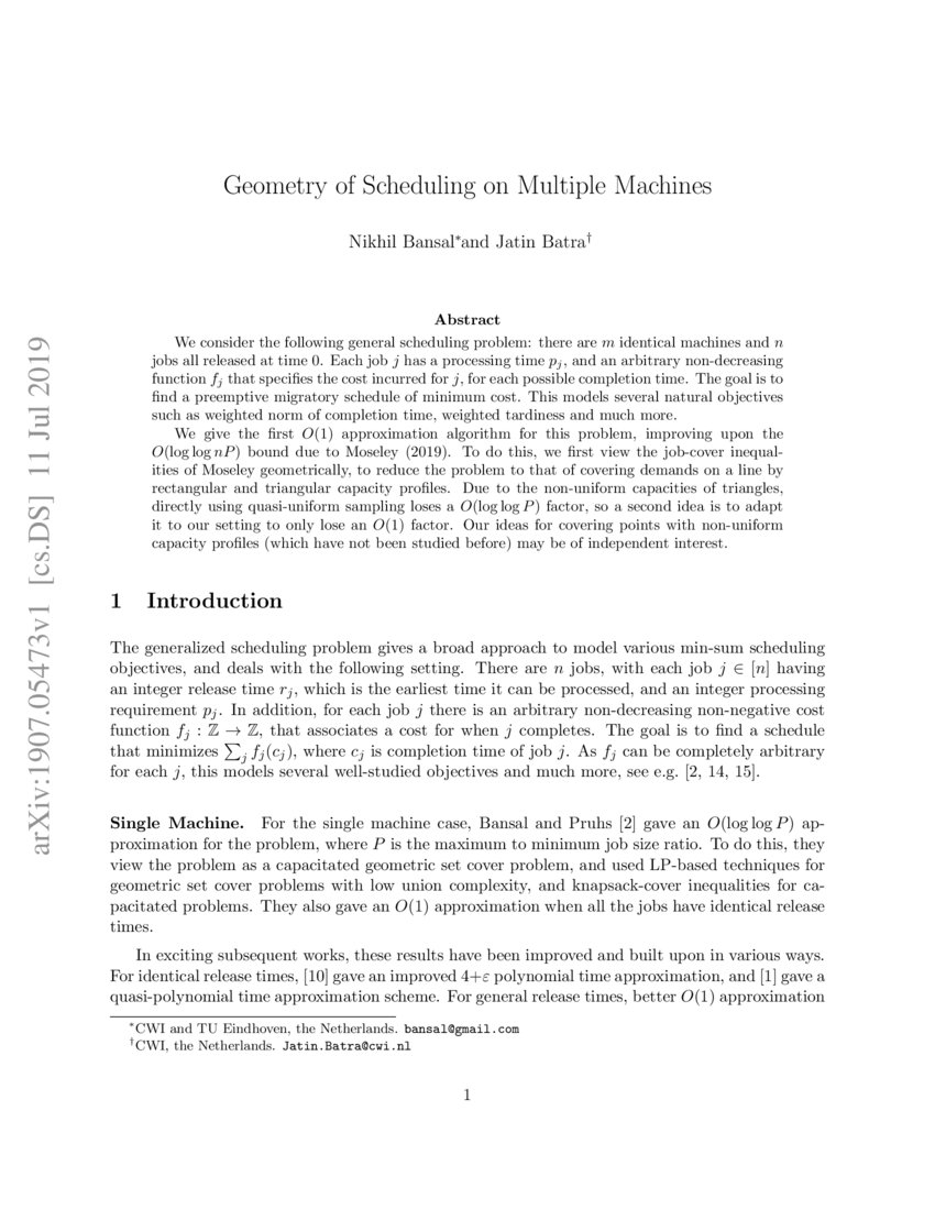 Geometry of Scheduling on Multiple Machines | DeepAI