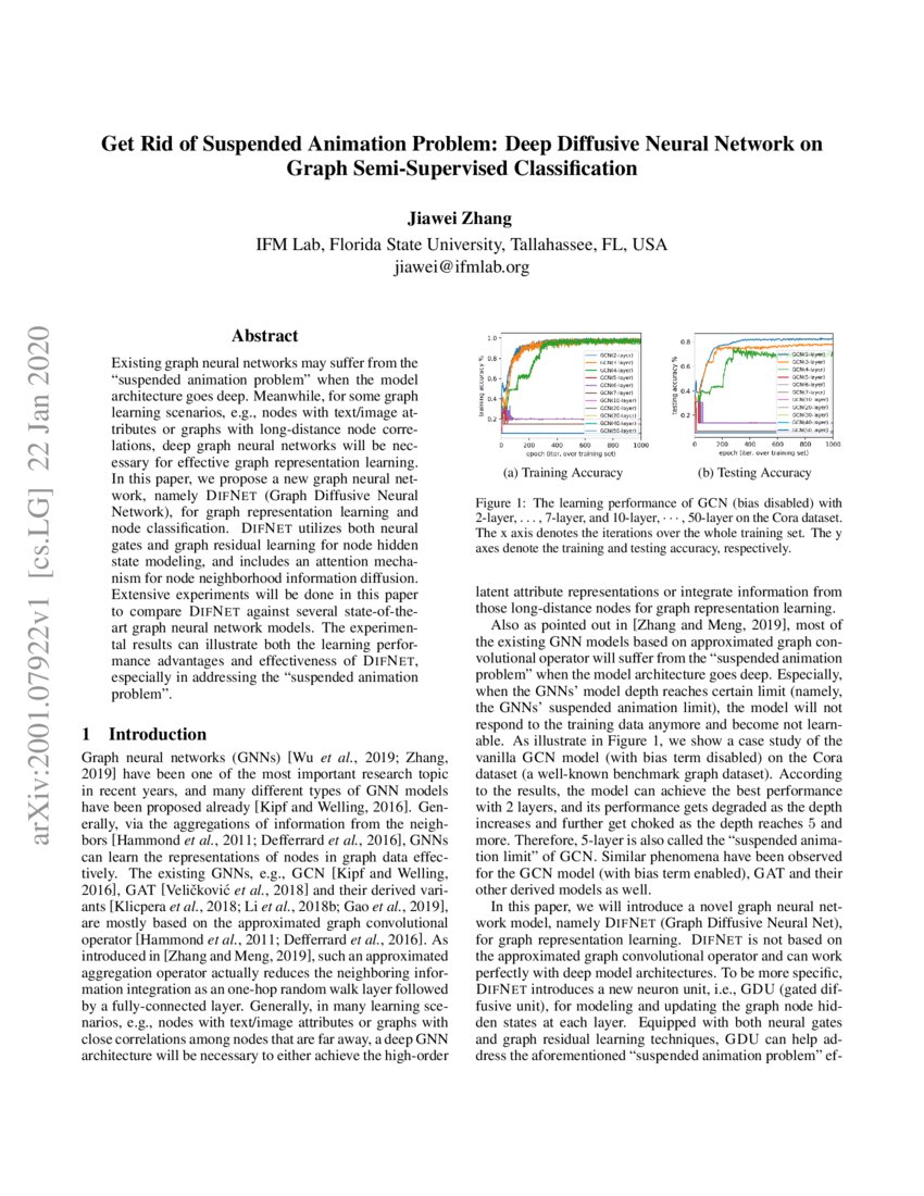 Get Rid of Suspended Animation Problem: Deep Diffusive Neural Network on Graph Semi-Supervised ...