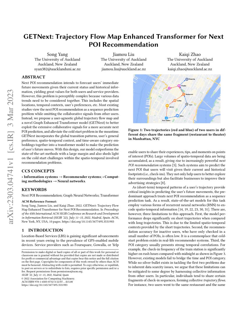 GETNext: Trajectory Flow Map Enhanced Transformer for Next POI Recommendation | DeepAI