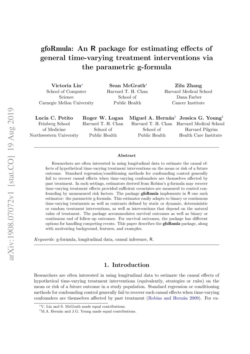 gfoRmula: An R package for estimating effects of general time-varying ...