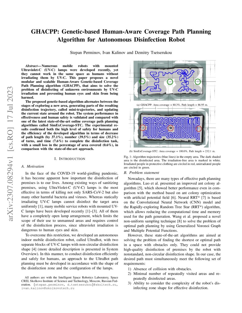 Ghacpp Genetic Based Human Aware Coverage Path Planning Algorithm For Autonomous Disinfection