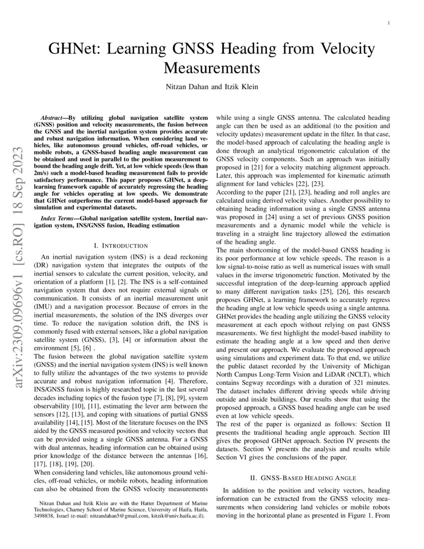 GHNet:Learning GNSS Heading from Velocity Measurements | DeepAI