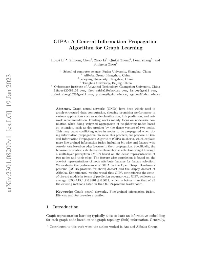 Gipa A General Information Propagation Algorithm For Graph Learning