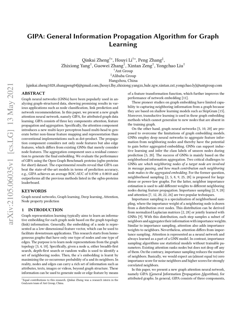 GIPA: General Information Propagation Algorithm for Graph Learning | DeepAI