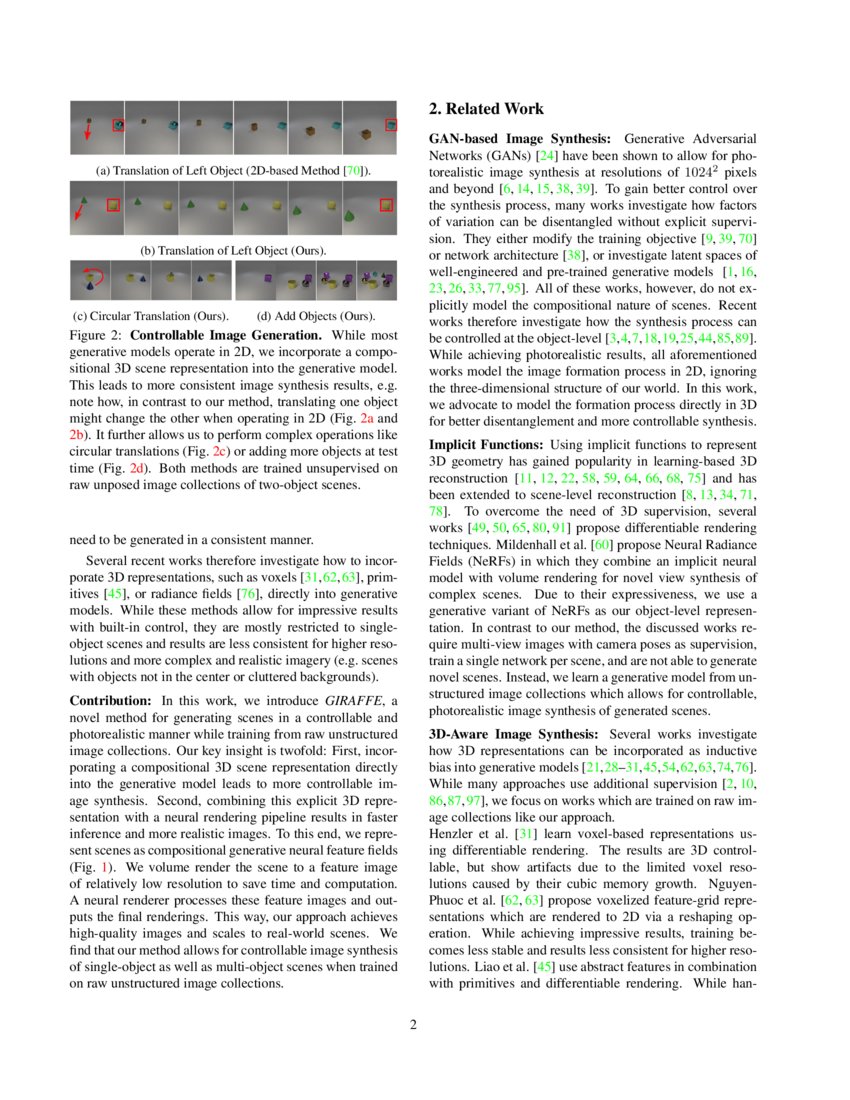 Giraffe Representing Scenes As Compositional Generative Neural Feature Fields Deepai