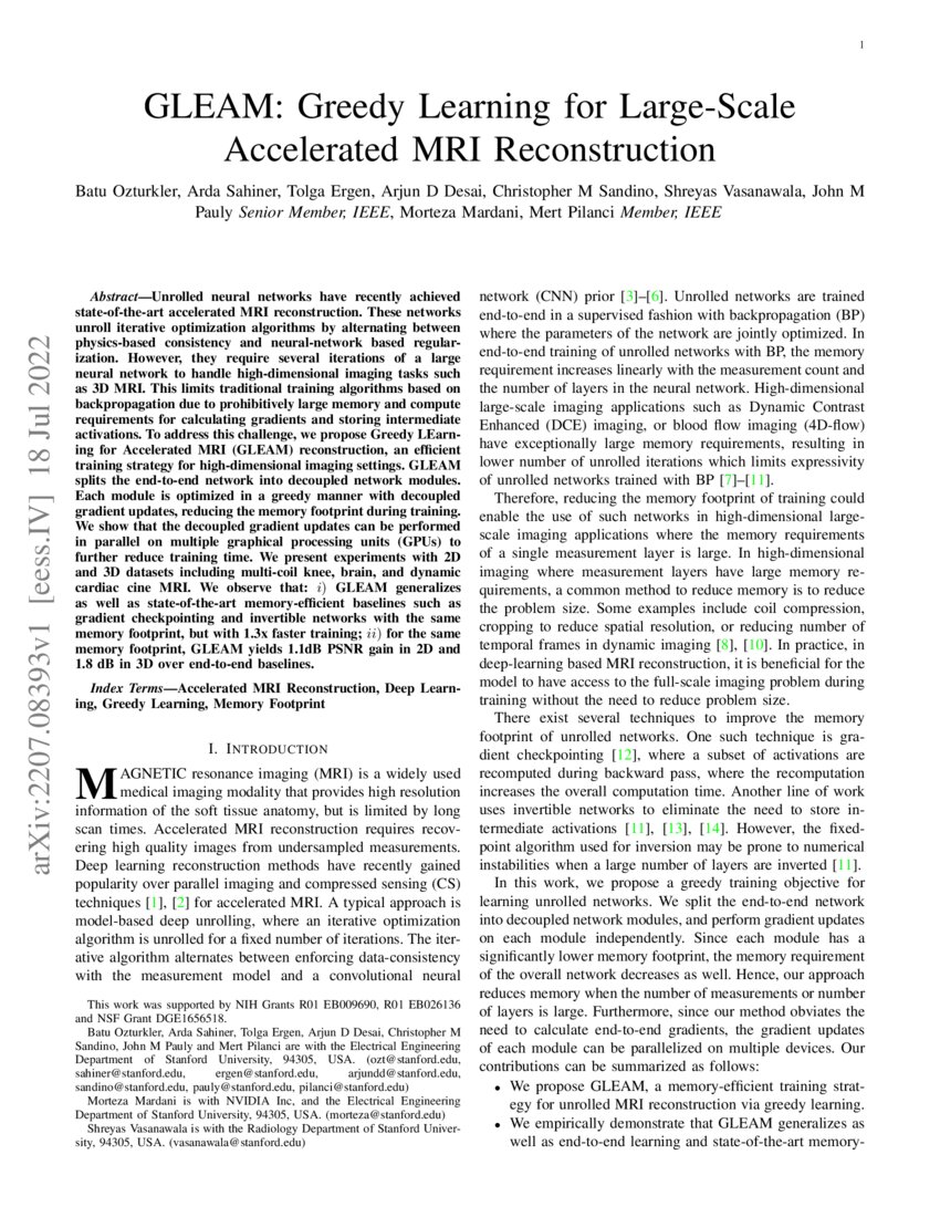GLEAM: Greedy Learning for Large-Scale Accelerated MRI Reconstruction ...