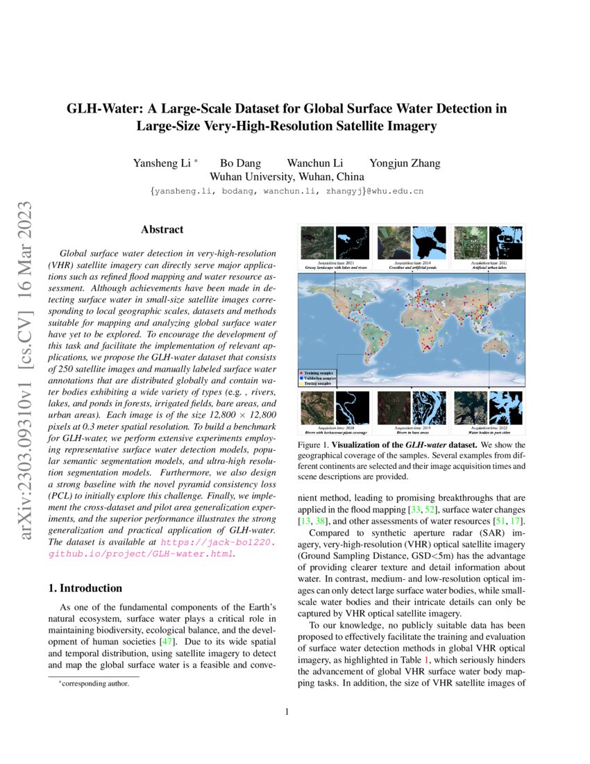 Glh Water A Large Scale Dataset For Global Surface Water Detection In