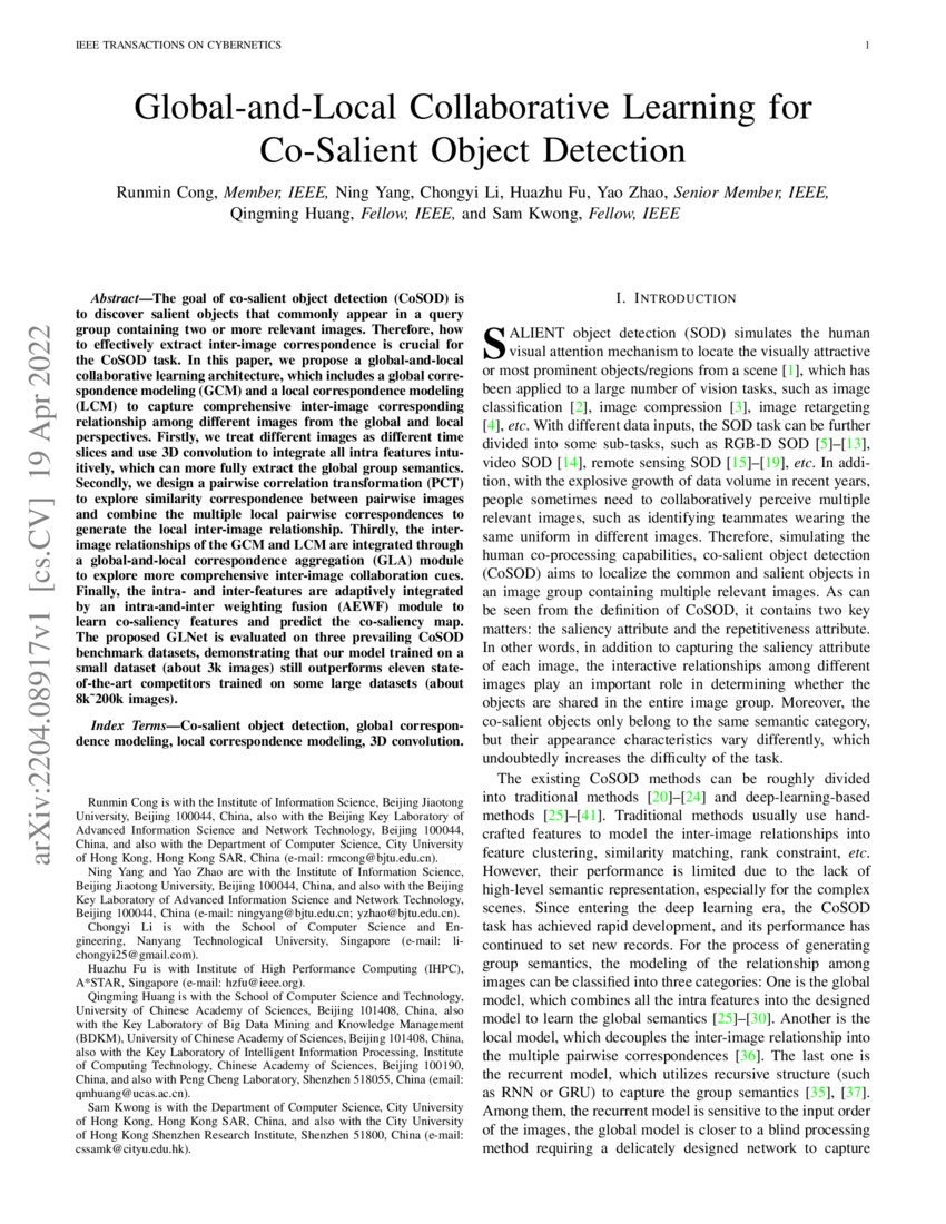 Global And Local Collaborative Learning For Co Salient Object Detection