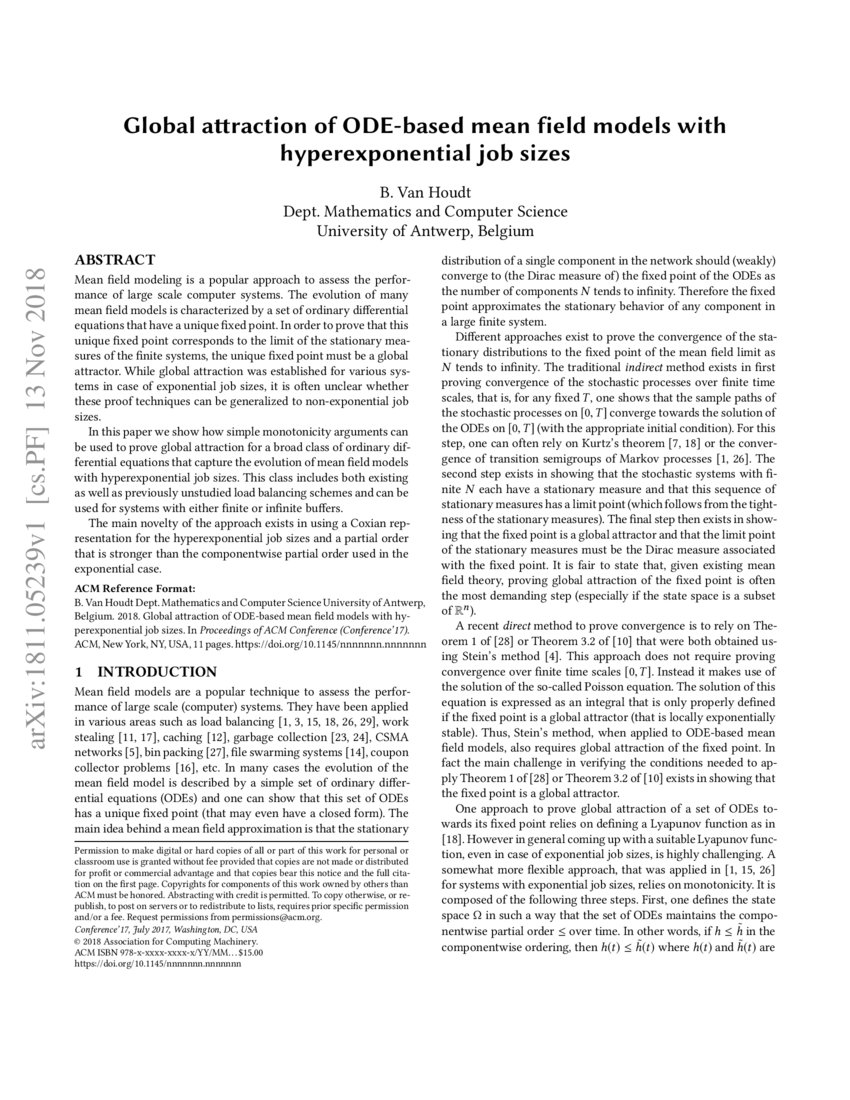 Global attraction of ODE-based mean field models with hyperexponential ...