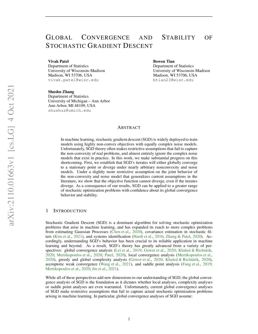 Global Convergence and Stability of Stochastic Gradient Descent | DeepAI