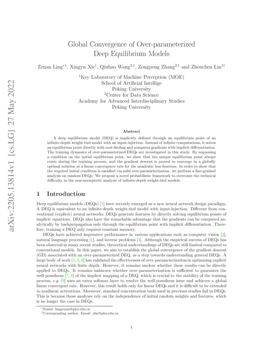 Global Convergence of Over-parameterized Deep Equilibrium Models | DeepAI