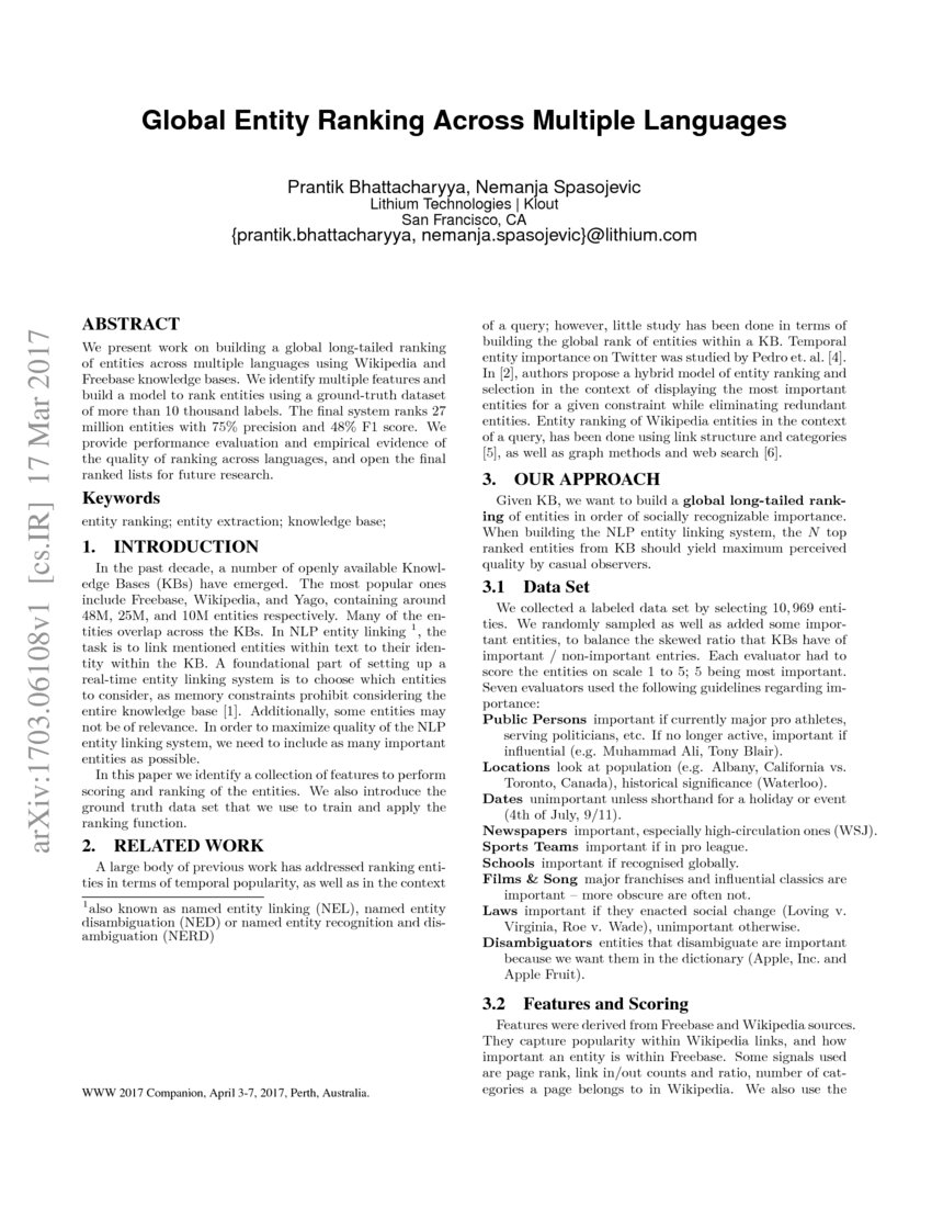 Global Entity Ranking Across Multiple Languages | DeepAI