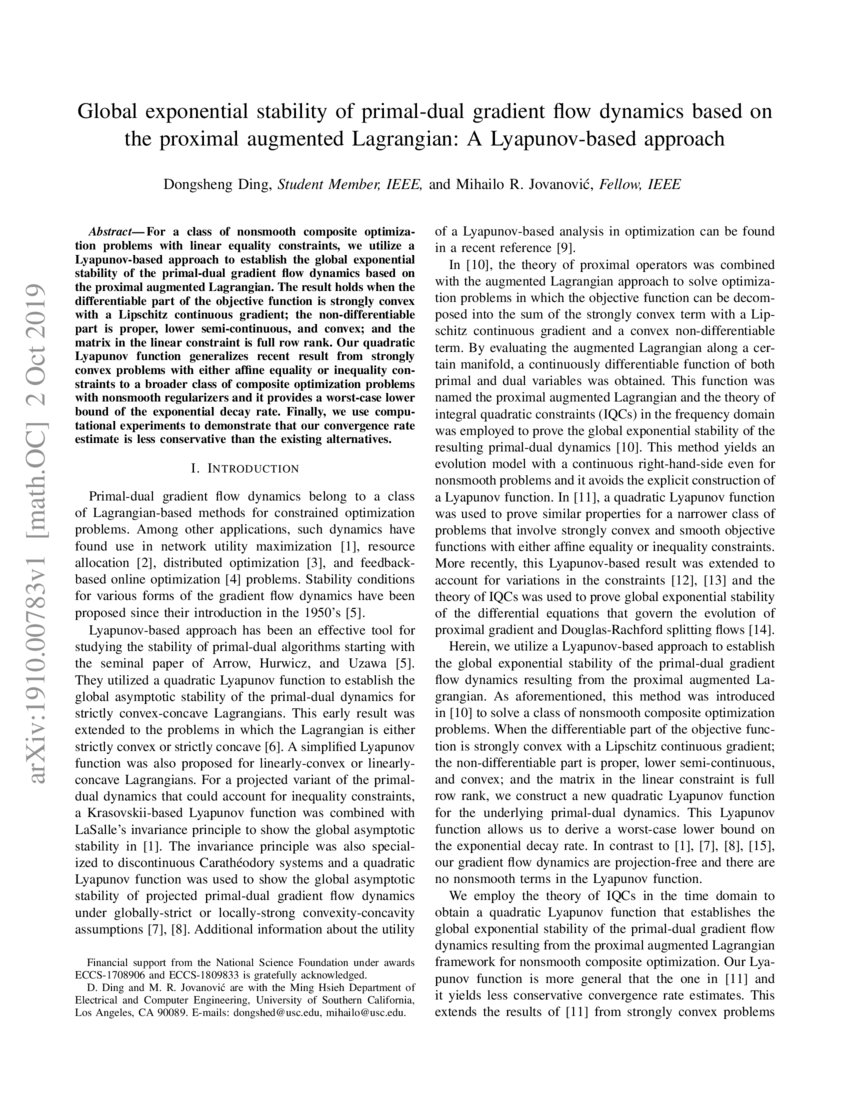 Global exponential stability of primal-dual gradient flow dynamics based on the proximal ...