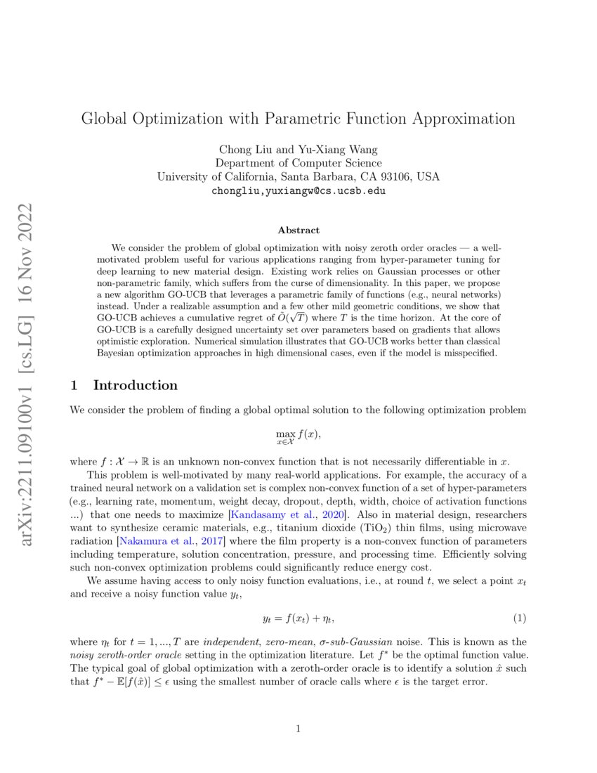 Global Optimization With Parametric Function Approximation Deepai
