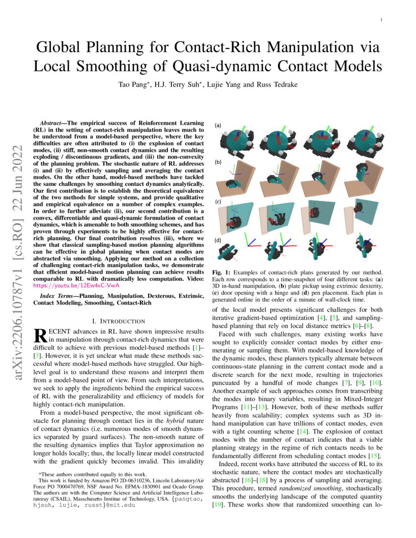 Global Planning For Contact Rich Manipulation Via Local Smoothing Of