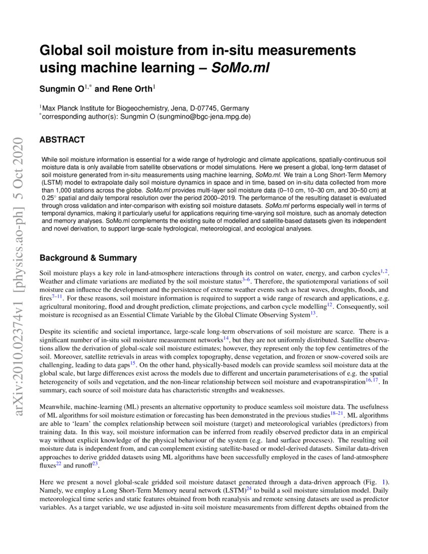 Global soil moisture from in-situ measurements using machine learning ...