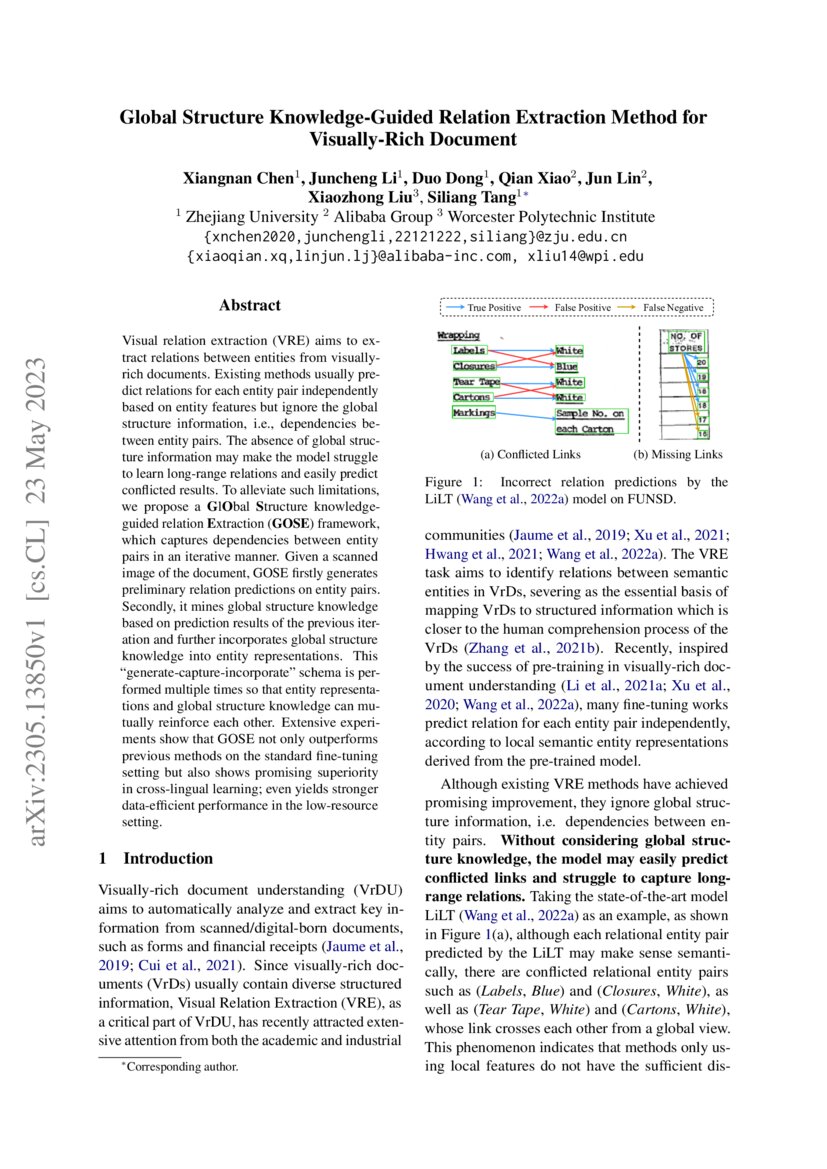 Global Structure Knowledge Guided Relation Extraction Method For Visually Rich Document Deepai