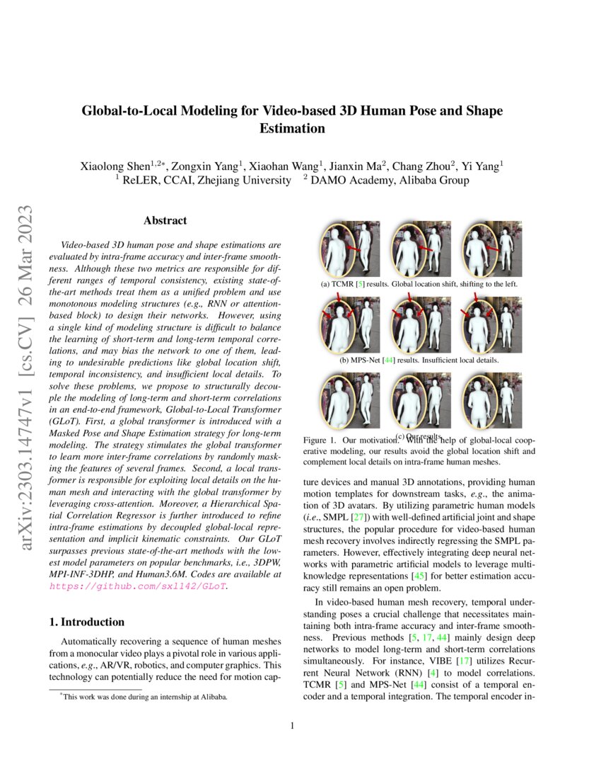 Global-to-Local Modeling for Video-based 3D Human Pose and Shape Estimation | DeepAI