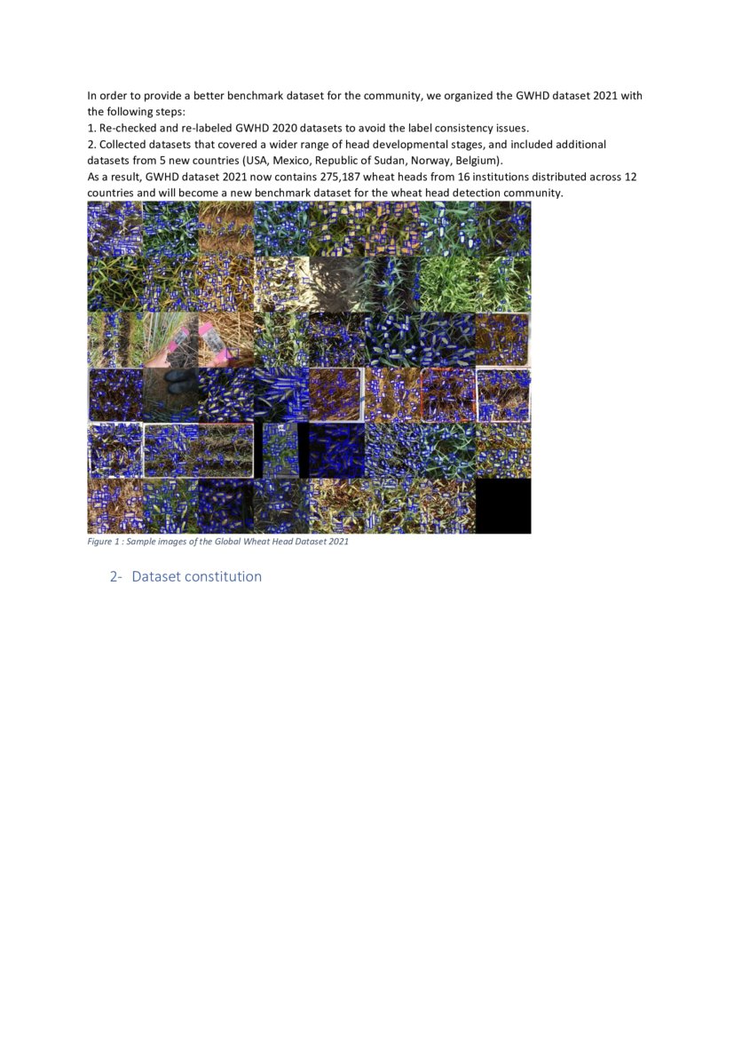 Global Wheat Head Dataset 2021: an update to improve the benchmarking ...