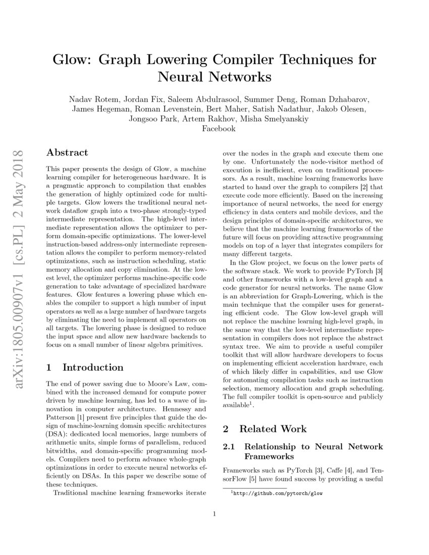 Glow Graph Lowering Compiler Techniques For Neural Networks Deepai 2584