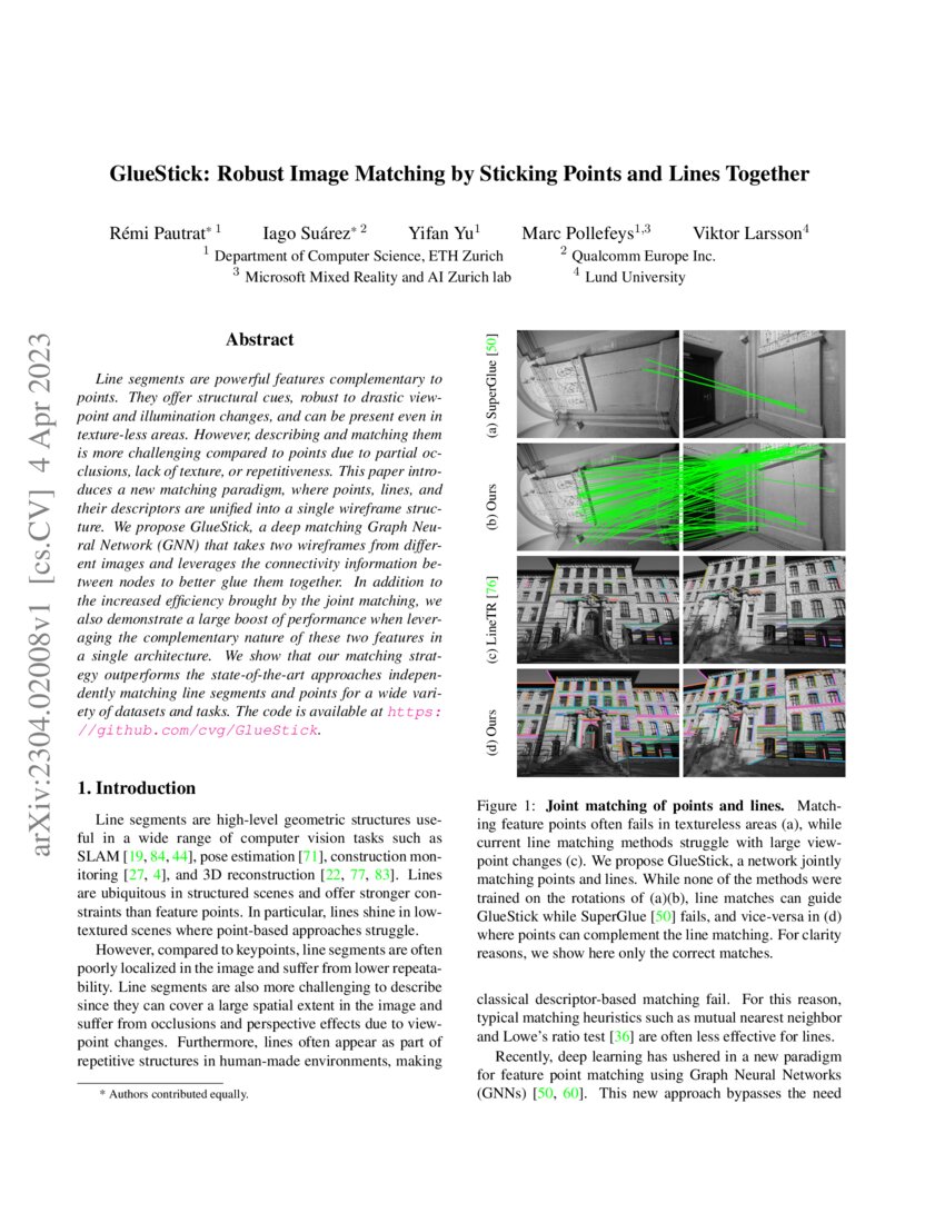 GlueStick: Robust Image Matching by Sticking Points and Lines Together ...