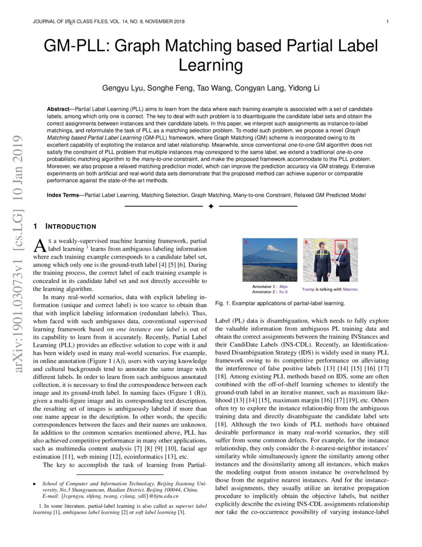 GM-PLL: Graph Matching based Partial Label Learning | DeepAI