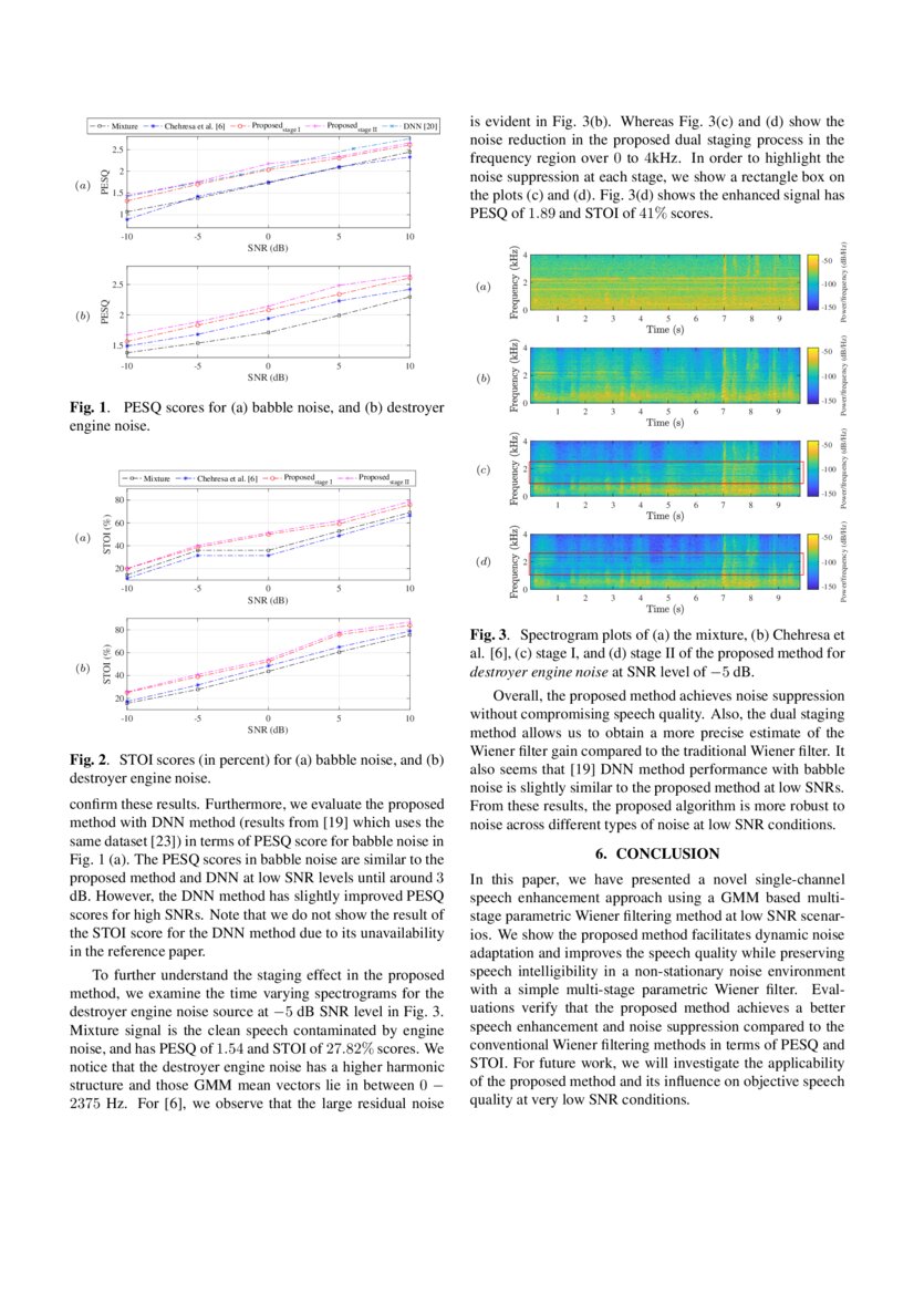 GMM based multi-stage Wiener filtering for low SNR speech enhancement | DeepAI