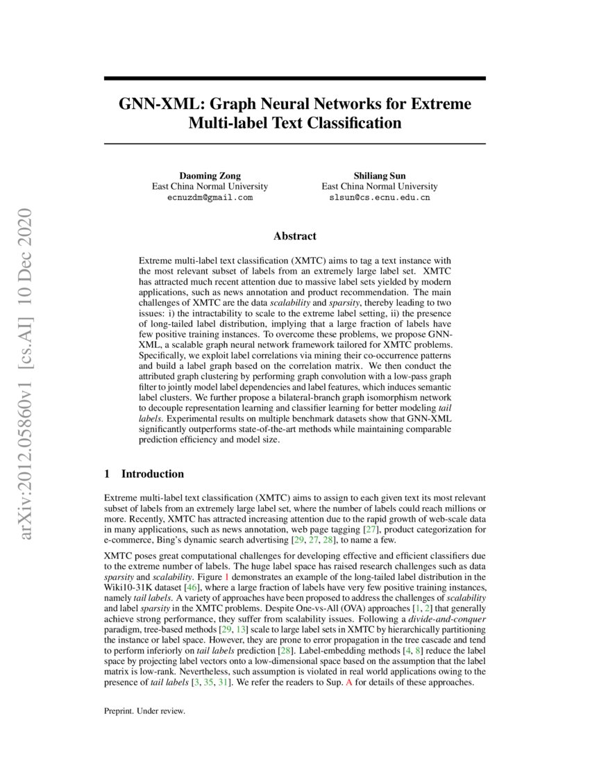GNN-XML: Graph Neural Networks for Extreme Multi-label Text Classification | DeepAI