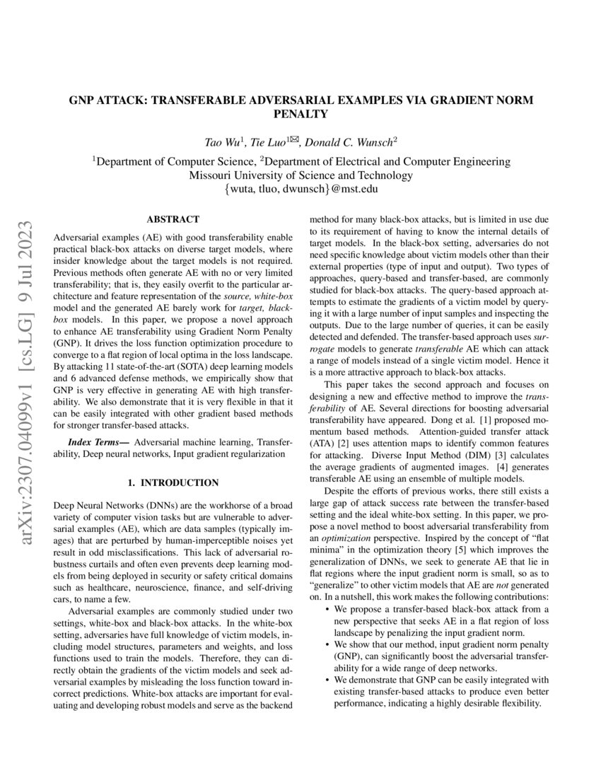 Gnp Attack Transferable Adversarial Examples Via Gradient Norm Penalty