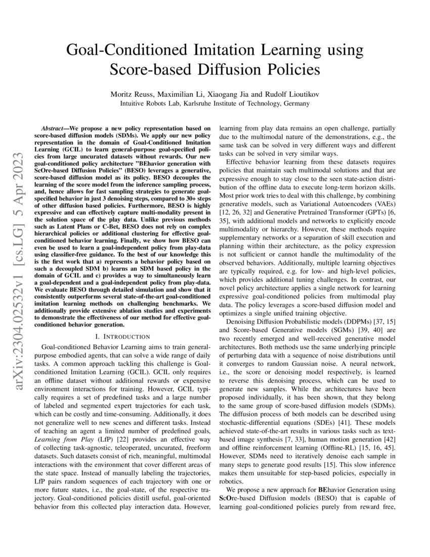 Goal Conditioned Imitation Learning Using Score Based Diffusion 5882