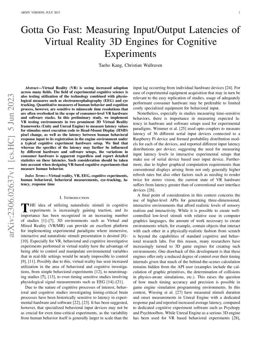 Gotta Go Fast: Measuring Input/Output Latencies of Virtual Reality 3D ...